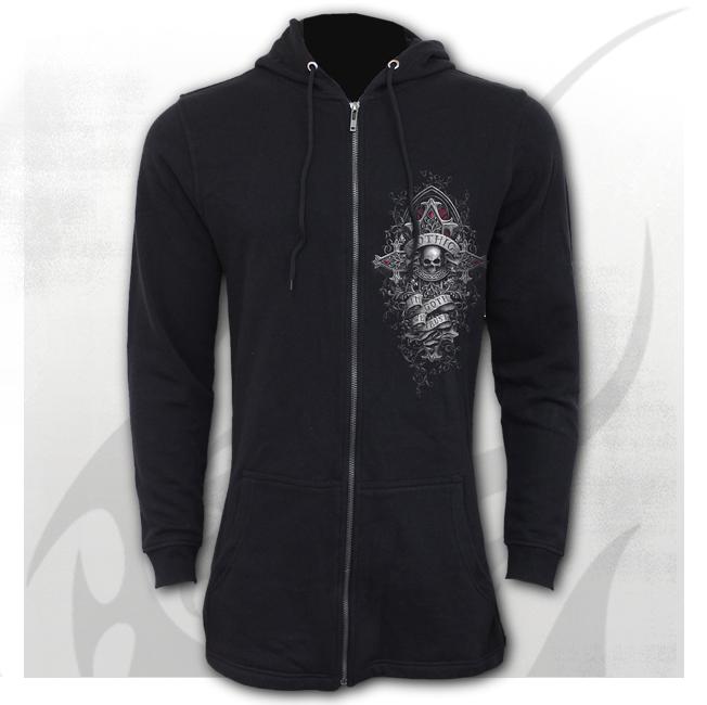 Hanorac cu fermoar D055M471 - IN GOTH WE TRUST Fish Tail - Bestial.ro