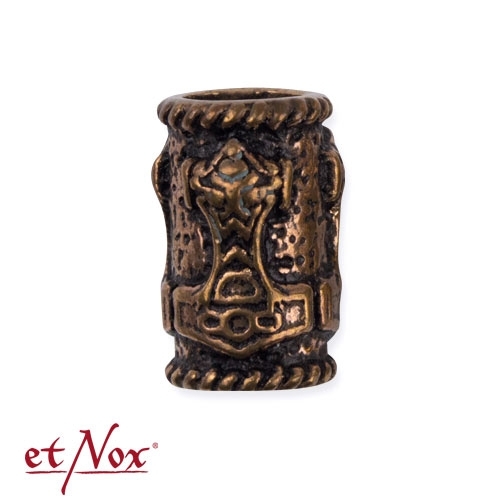 BP1007 Inel pentru barba sau par din bronz Thors Hammer - Bestial.ro