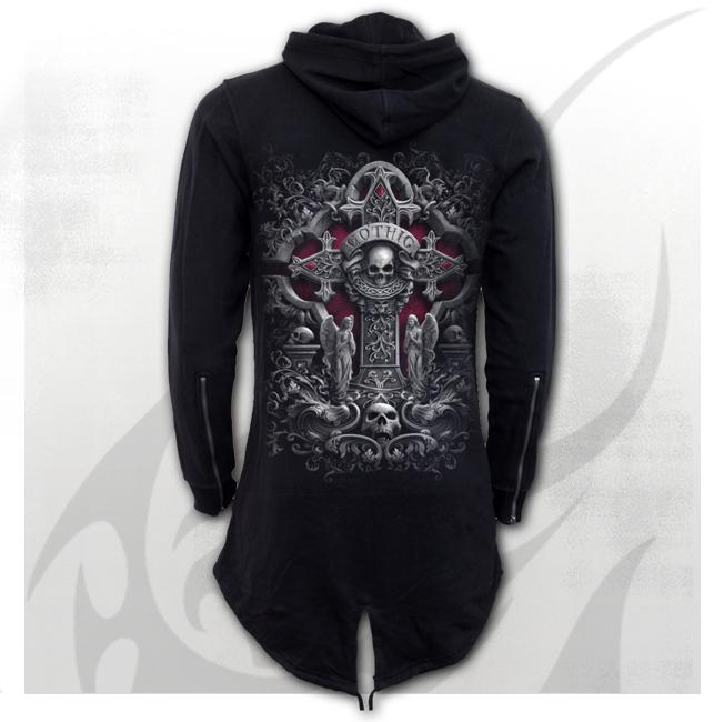 Hanorac cu fermoar D055M471 - IN GOTH WE TRUST Fish Tail - Bestial.ro