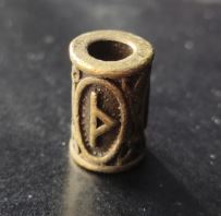 Inel auriu inchis pentru barba sau par Viking Rune model Thurizas (Thor ...