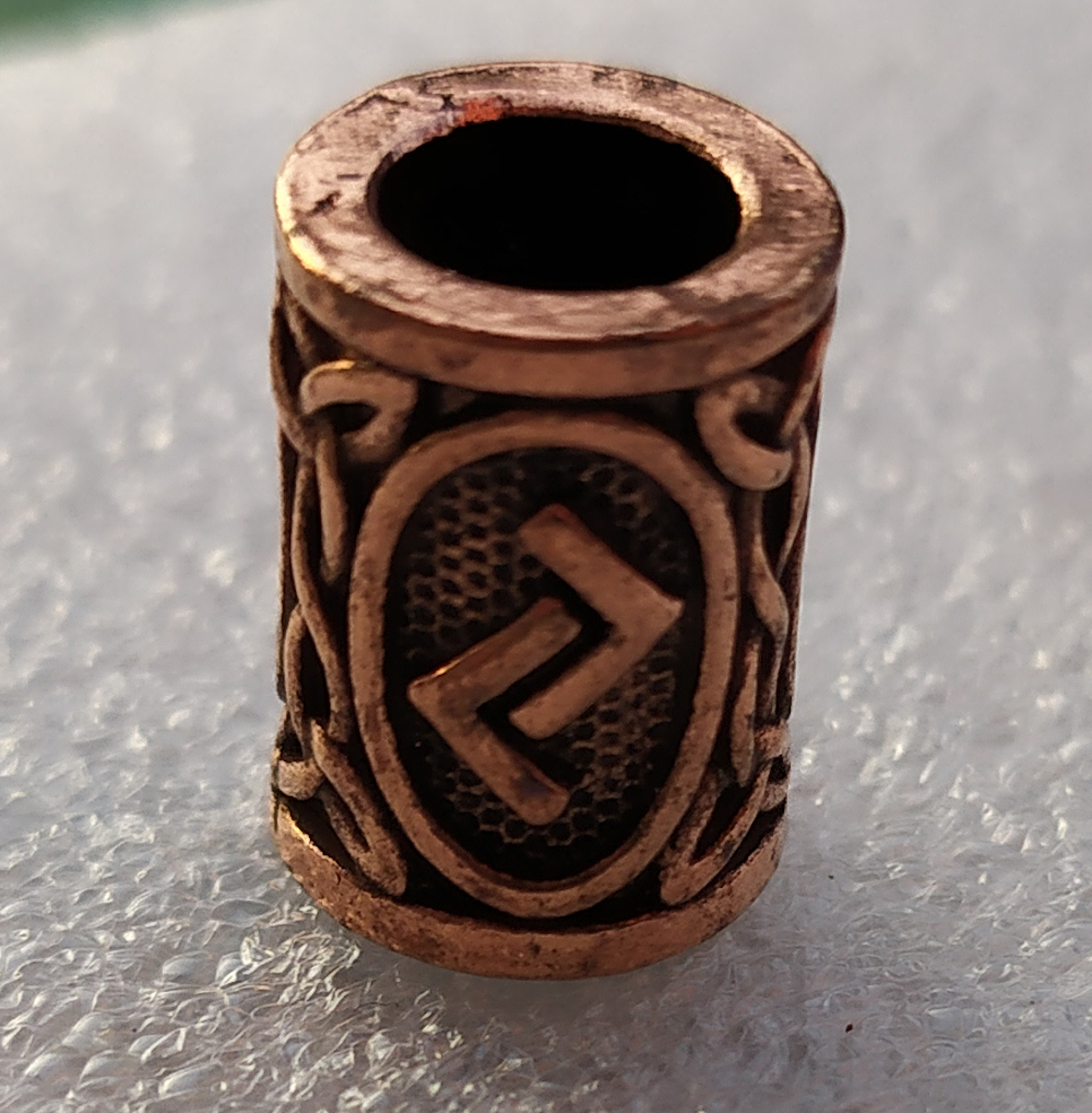 Inel caramiziu pentru barba sau par Viking Rune model Jera (Earth ...