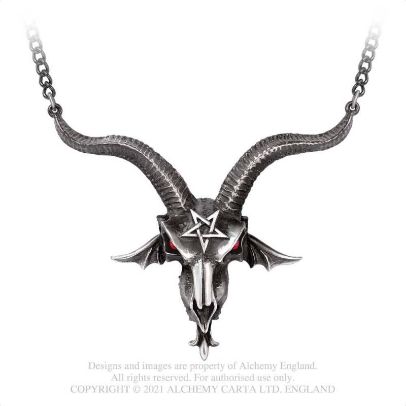 P921 Pandantiv Baphometica (Large Baphomet Skull) - Bestial.ro