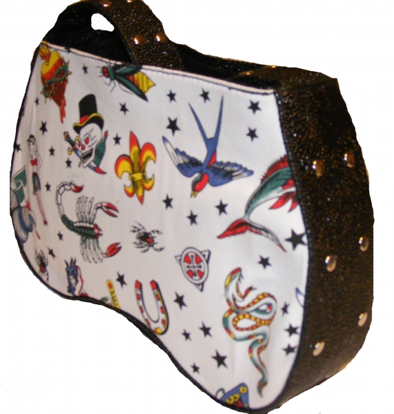 Geanta mica alba cu capse (MBM) - Bestial.ro