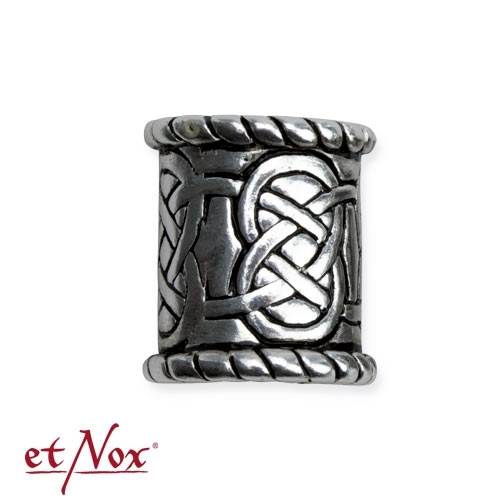 BP1002 Inel pentru barba sau par din bronz placat cu argint Celtic knot ...
