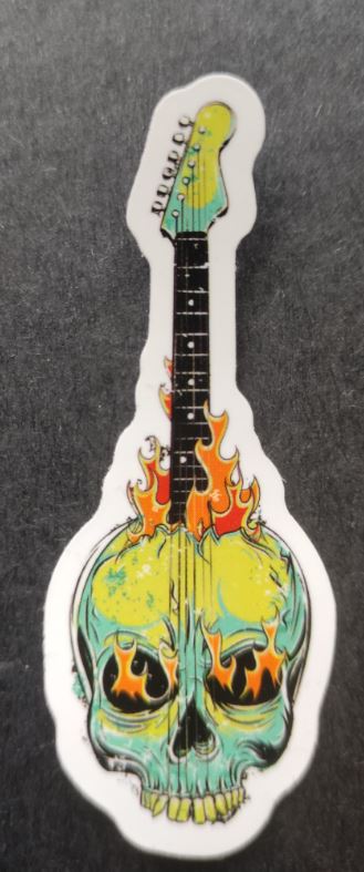 Sticker (abtibild) Chitara Craniu in flacari (JBG) - Bestial.ro